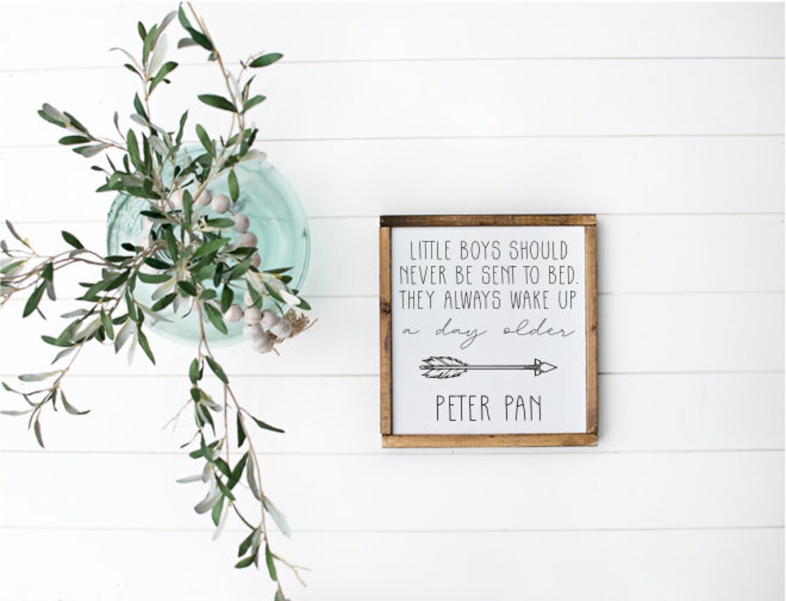 Peter Pan Wood Sign | Little Boy Room Decor, Nursery Art - Etsy