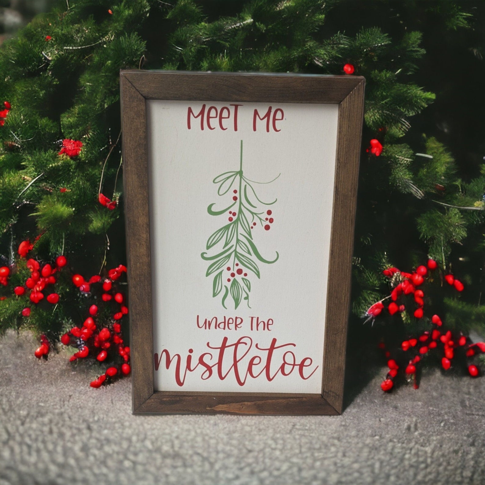 Meet Me Under the Mistletoe Sign, Handmade Christmas Decor (8x12'') - Etsy