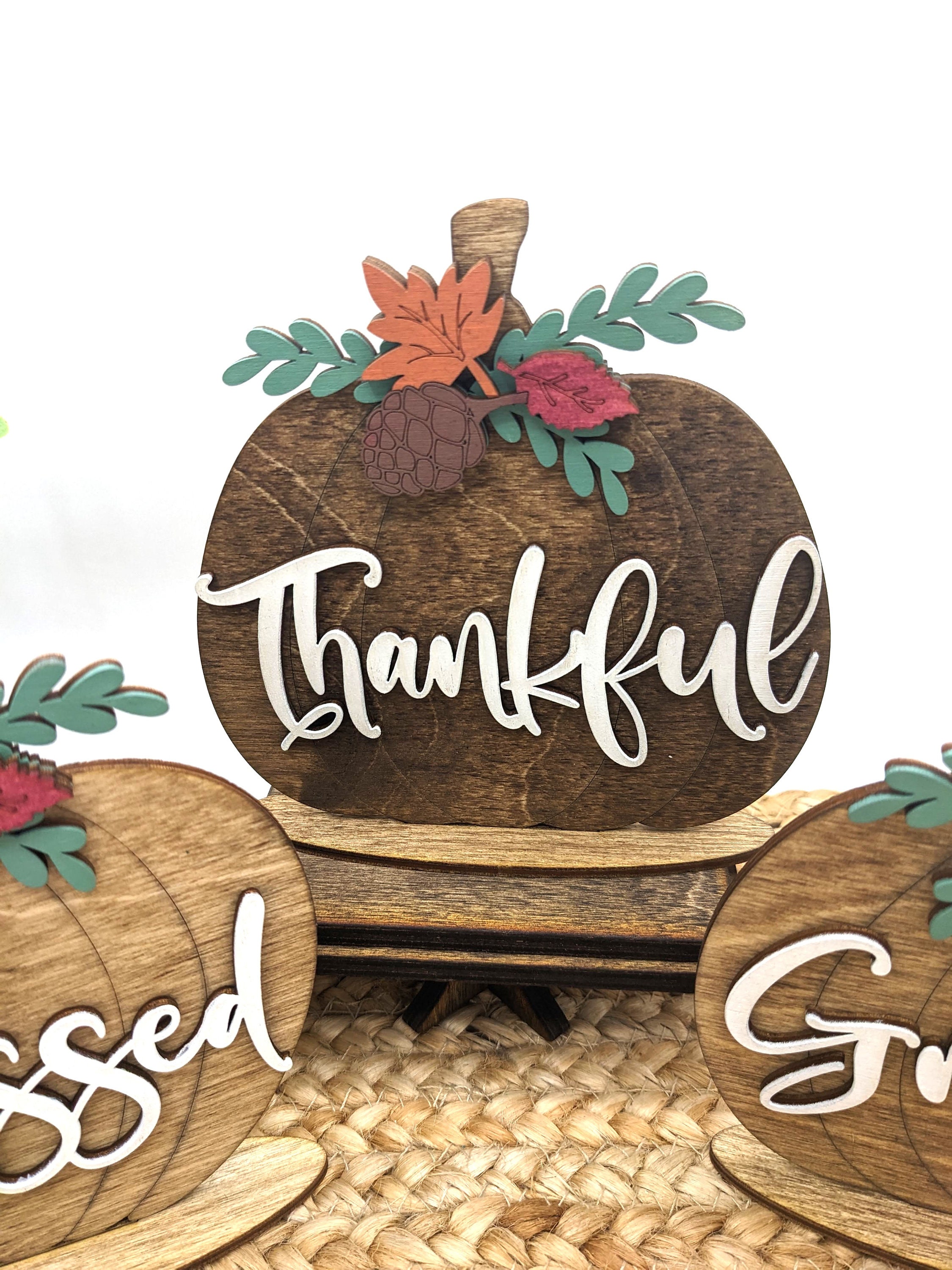 Thankful Grateful Blessed Pumpkins, Farmhouse Fall Decor - Etsy