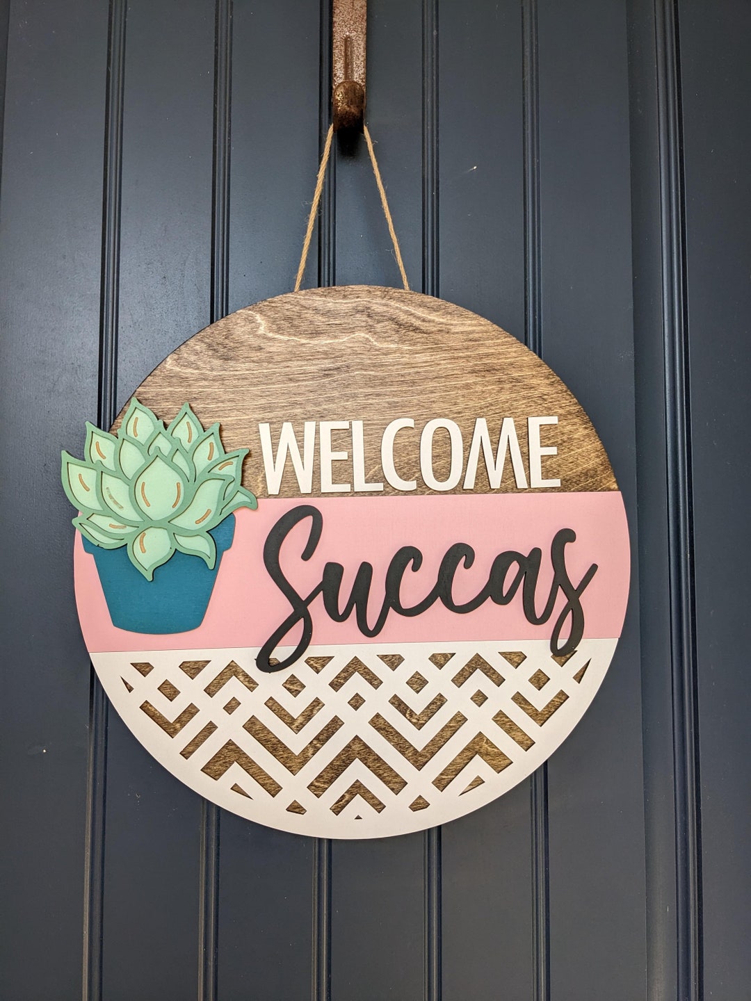 Welcome Succas Sign, Welcome Sign, Boho Door Decor, Succulent Porch ...