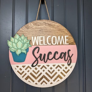 Welcome Succas Sign, Welcome Sign, Boho Door Decor, Succulent Porch ...