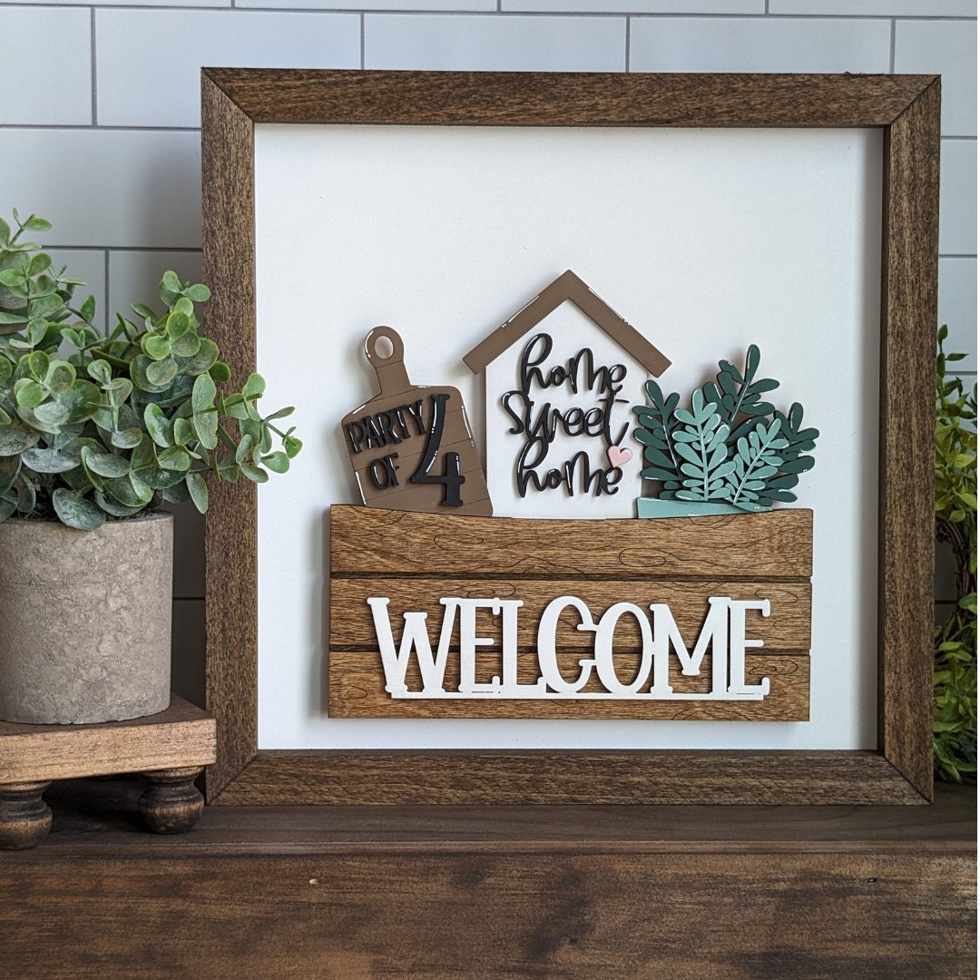 Interchangeable Home Sign, Welcome Sign for Entryway, Seasonal Door ...
