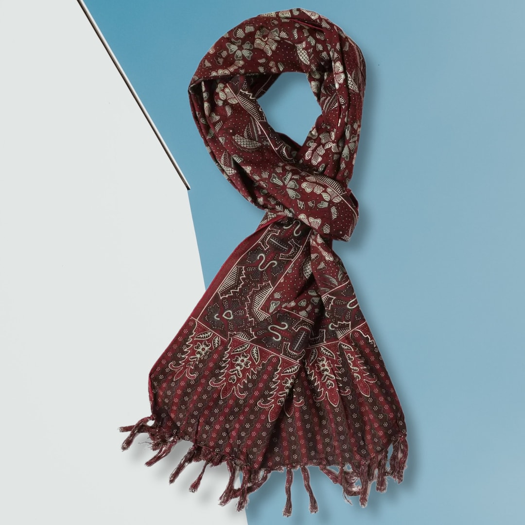Indonesia Batik Scarf Handmade Traditional Art Vibrant Colors and ...