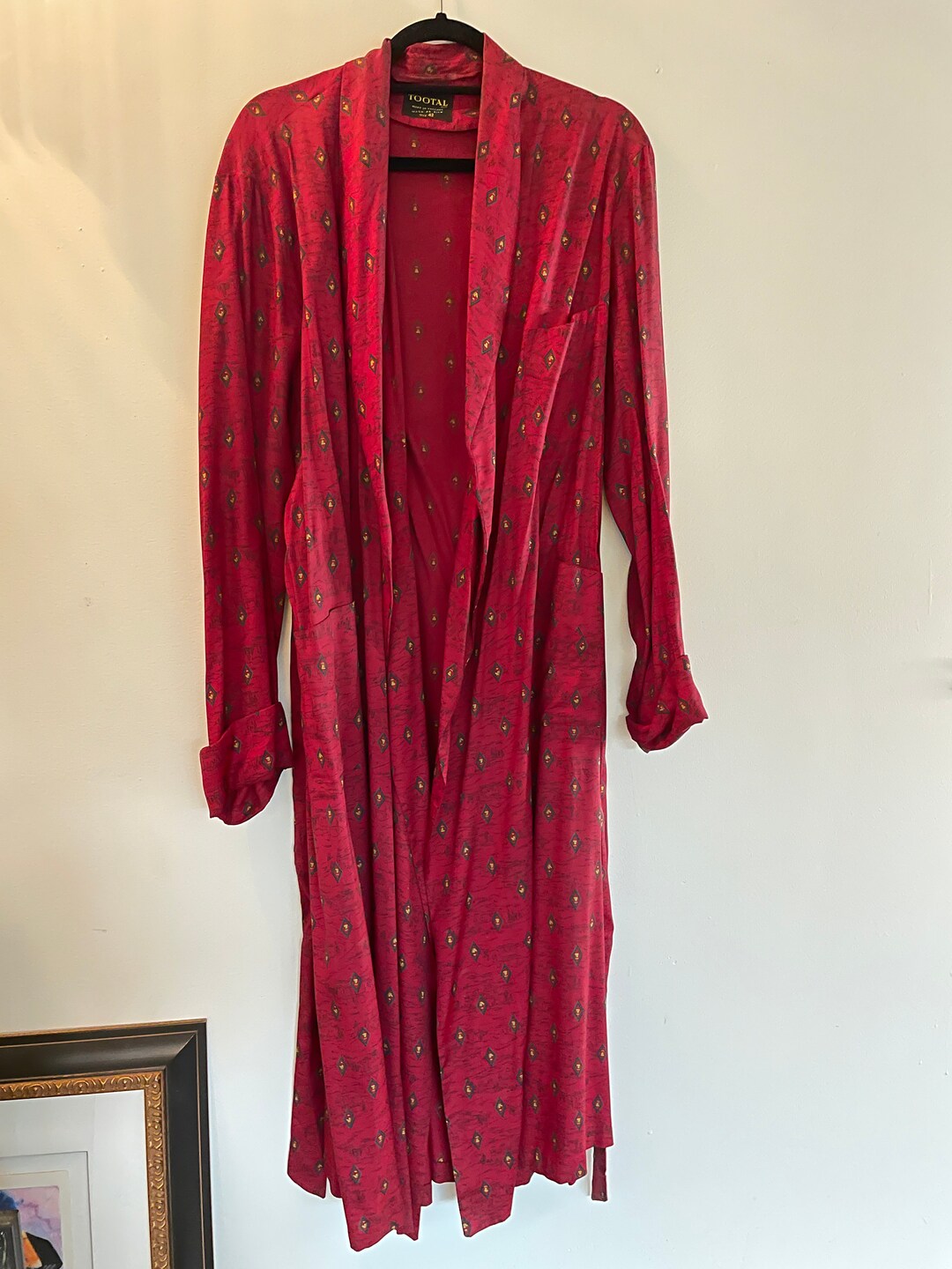 Vintage English Red Foulard Long Robe Size 42 - Etsy