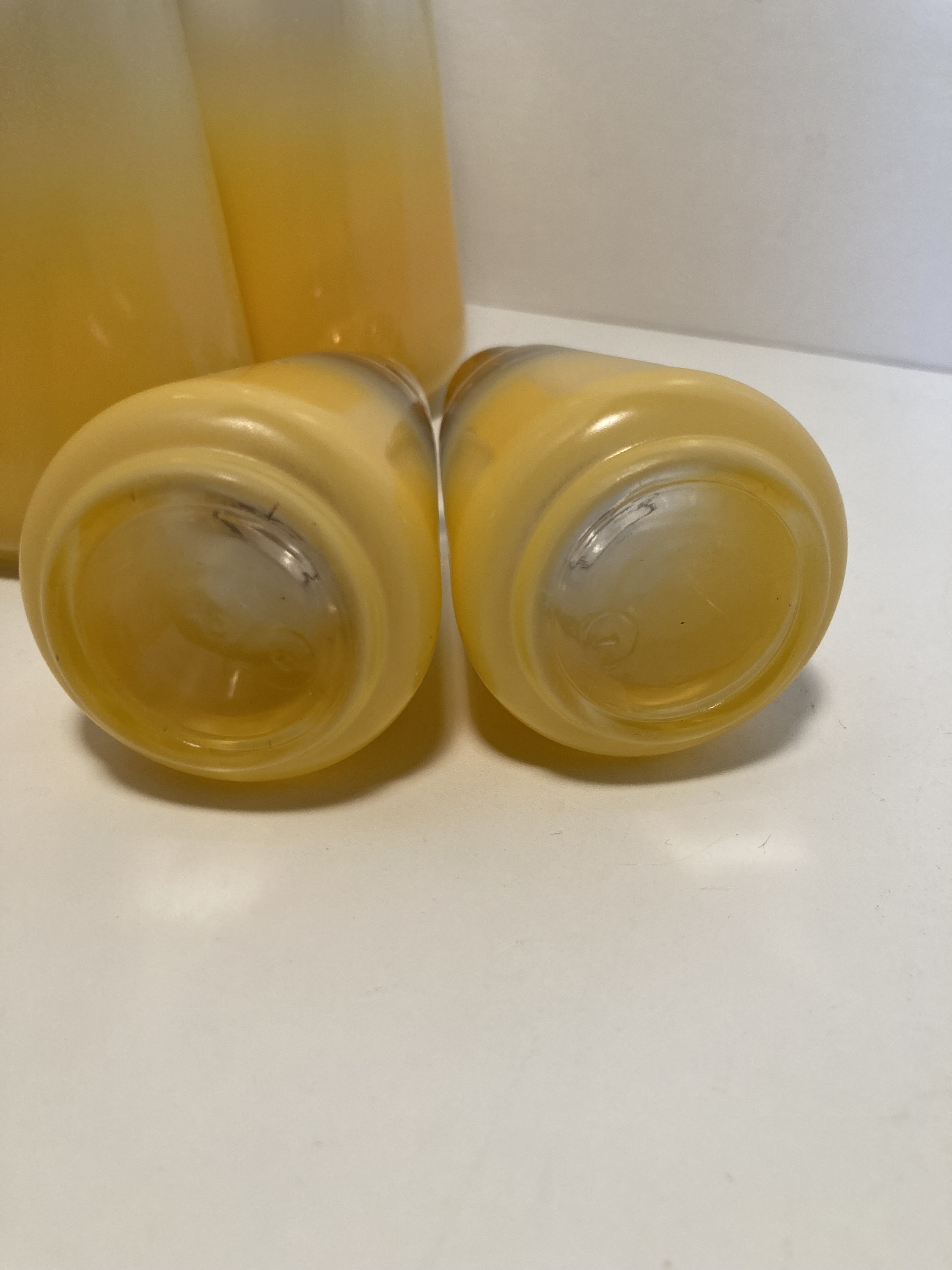 Hazel Atlas Yellow Blendo Glass Cruet and Salt & Pepper Set With ...