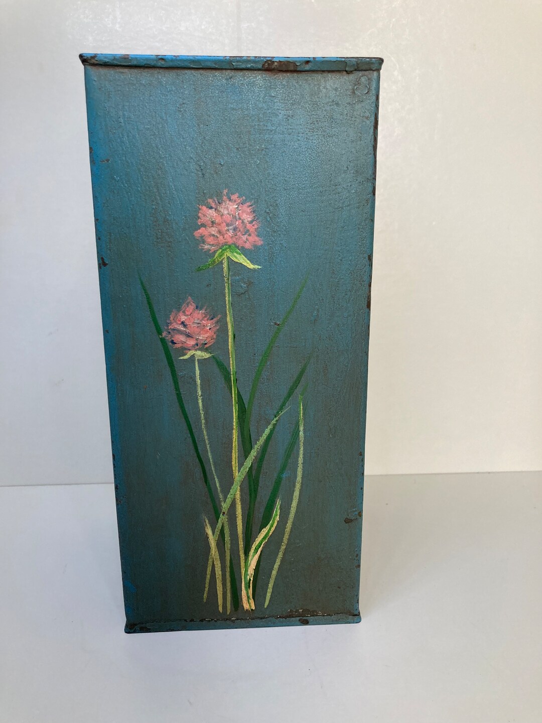 Antique 1800s Folk Art Tole Painted Perfection Tea Tin [beesme - Etsy
