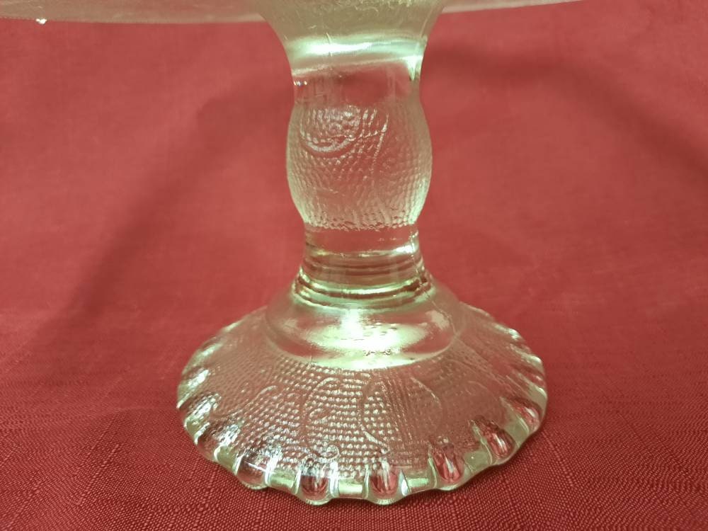 Vintage Jeannette Harp Pattern Pressed Glass Pedestal Cake - Etsy