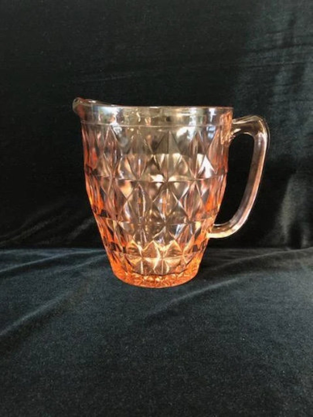 Vintage Jeannette Pink Depression Glass Pitcher in Windsor Diamond ...