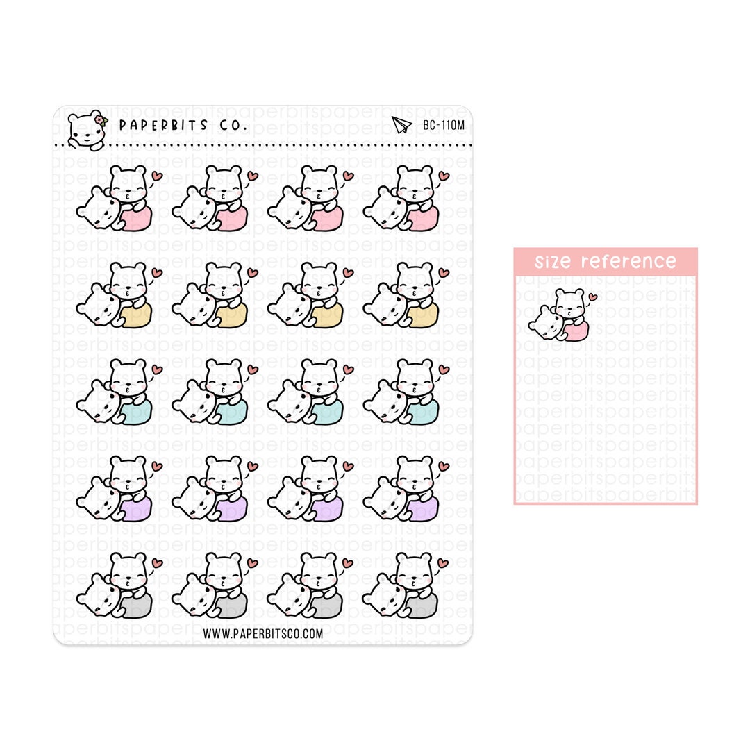 Bear Character - Kisses and Cuddles (BC-110) - 1 Sticker Sheet // for ...