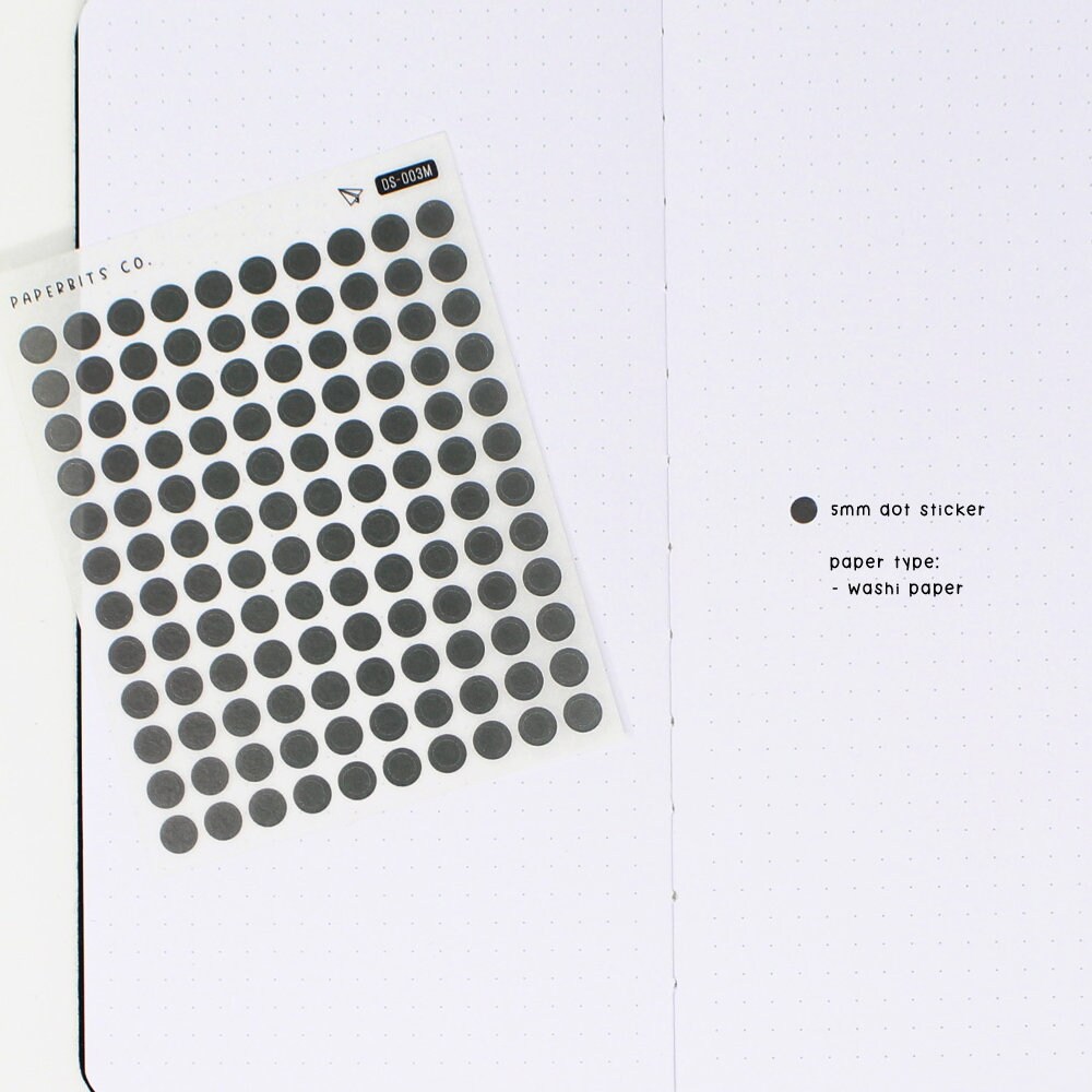 5mm Transparent Dot Stickers: Dark Grey (DS-003) - 1 Sticker Sheet ...
