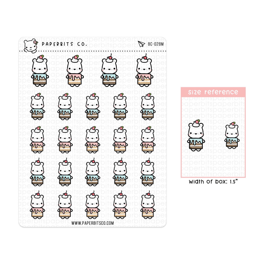 Bear Character - Colored Drip Cake (BC-028) - 1 Sticker Sheet // for ...