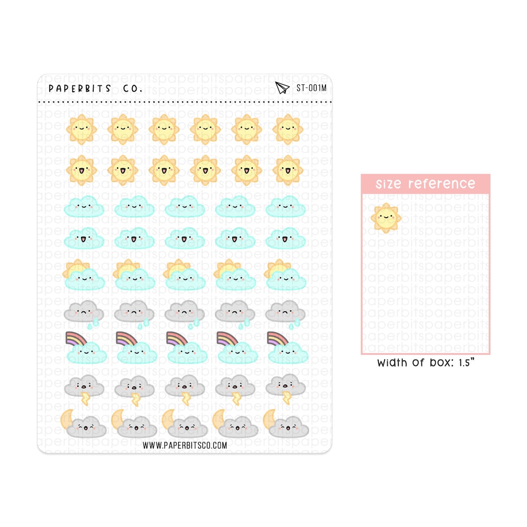 Weather Tracker (ST-001) - 1 Sticker Sheet // for Planners and ...