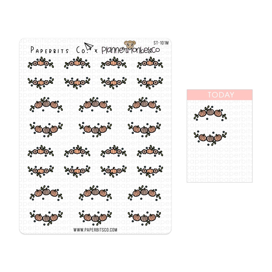 Pbxpmc Fall/autumn Pumpkin Garland Stickers (ST-101) // Plannermonkeyco ...