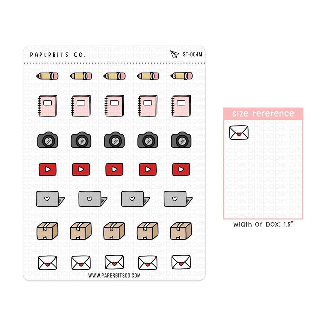 Cute Office Icons (ST-004) - 1 Sticker Sheet // for Planners and Bullet ...