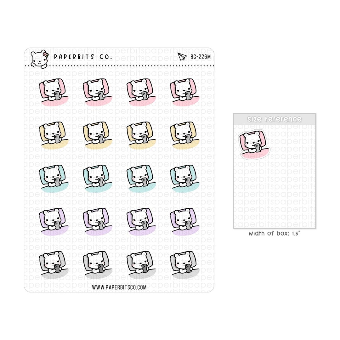 Bear Character - Screen Time/using Phone in Bed (BC-226) - 1 Sticker ...