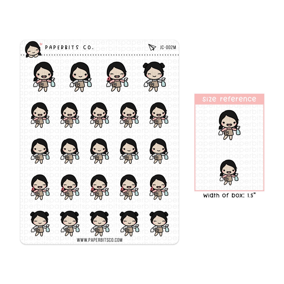 Girl Character Cleaning/disinfecting JC-002 1 Sticker Sheet - Etsy
