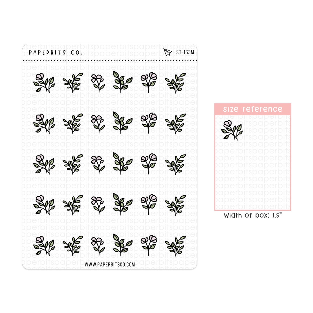 Cute Botanical Flower Icon Stickers (ST-163) - 1 Sticker Sheet // for ...