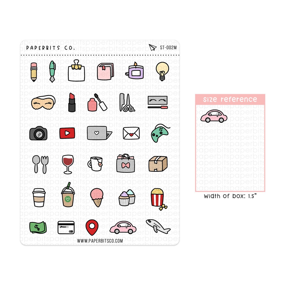 Daily Essentials Icons (ST-002) - 1 Sticker Sheet // for Planners and ...
