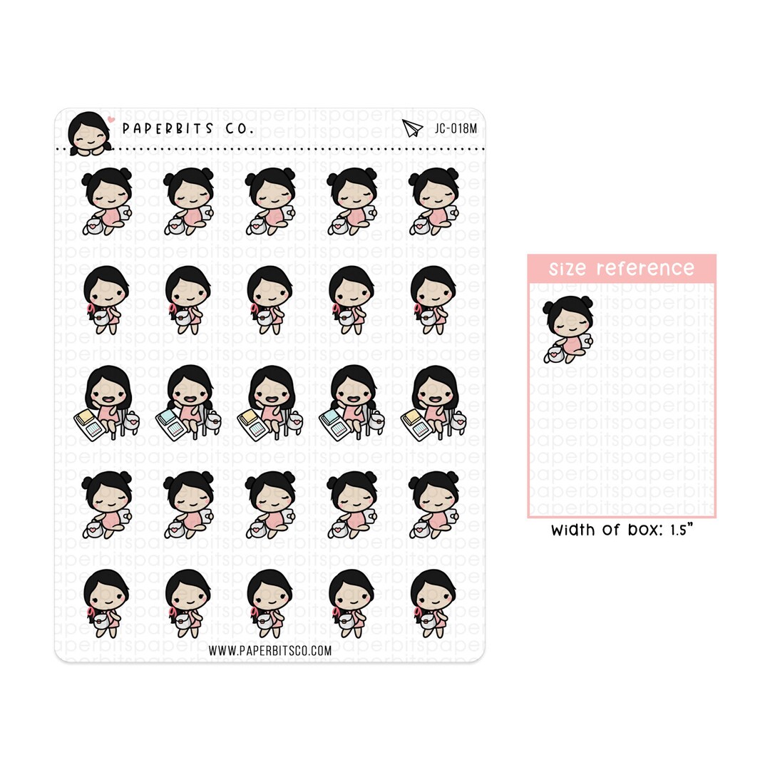 Girl Character - School Days (JC-018) - 1 Sticker Sheet // for Planners ...