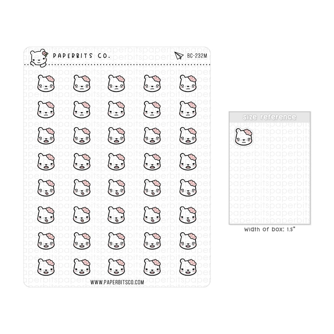 Bear Character - Brain V.2 (BC-232) - 1 Sticker Sheet // for Planners ...