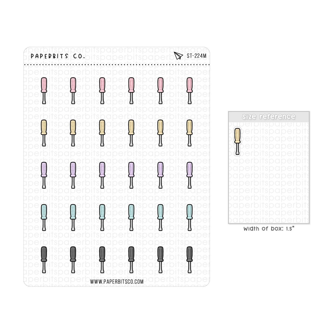 Cute Screwdriver/renovating Icons (ST-224) - 1 Sticker Sheet // for ...