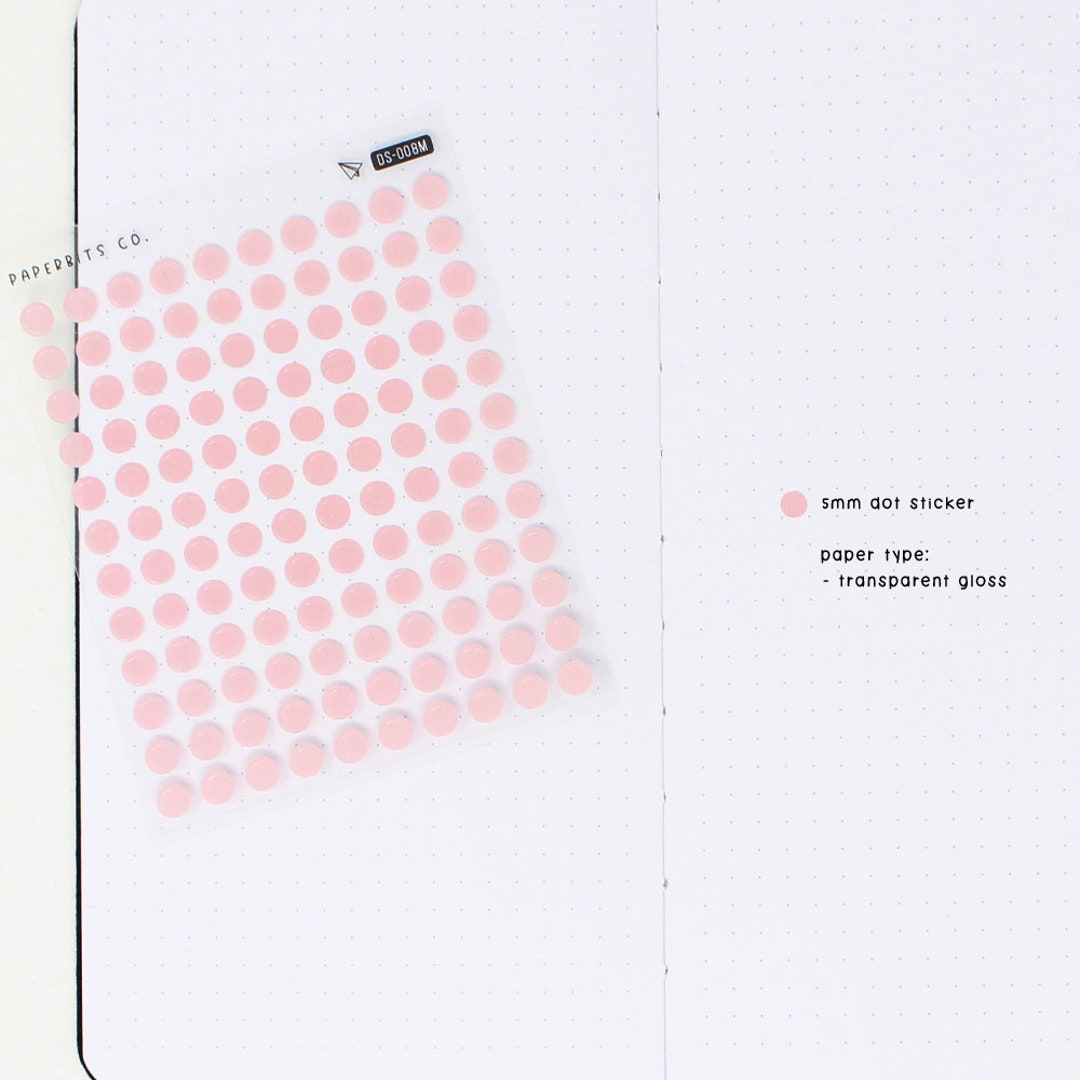 5mm Transparent Dot Stickers: Light Pink (DS-008) - 1 Sticker Sheet ...