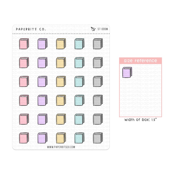 Cute Pastel Book Icons 1 Sticker Sheet ST-099 1 Sticker | Etsy