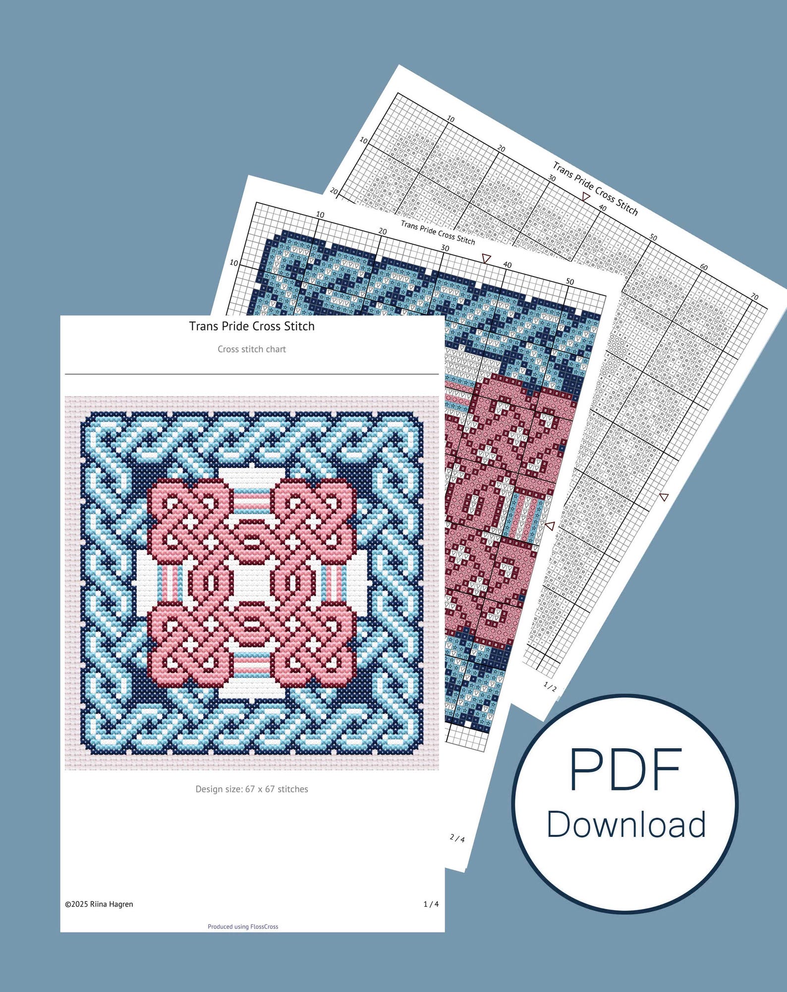 Cross Stitch Pattern - Trans Pride - Etsy