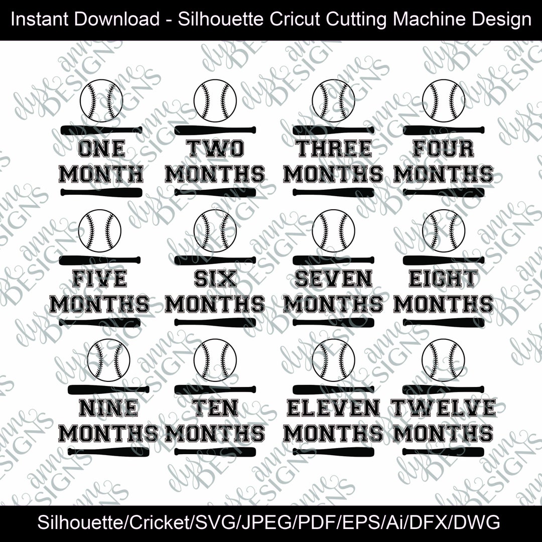 SVG/DFX Instant Download: Baseball Theme Baby Monthly Photo - 12 Month ...