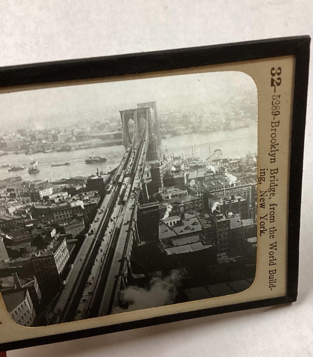 Brooklyn Bridge From World Building in New York City, Antique Magic ...