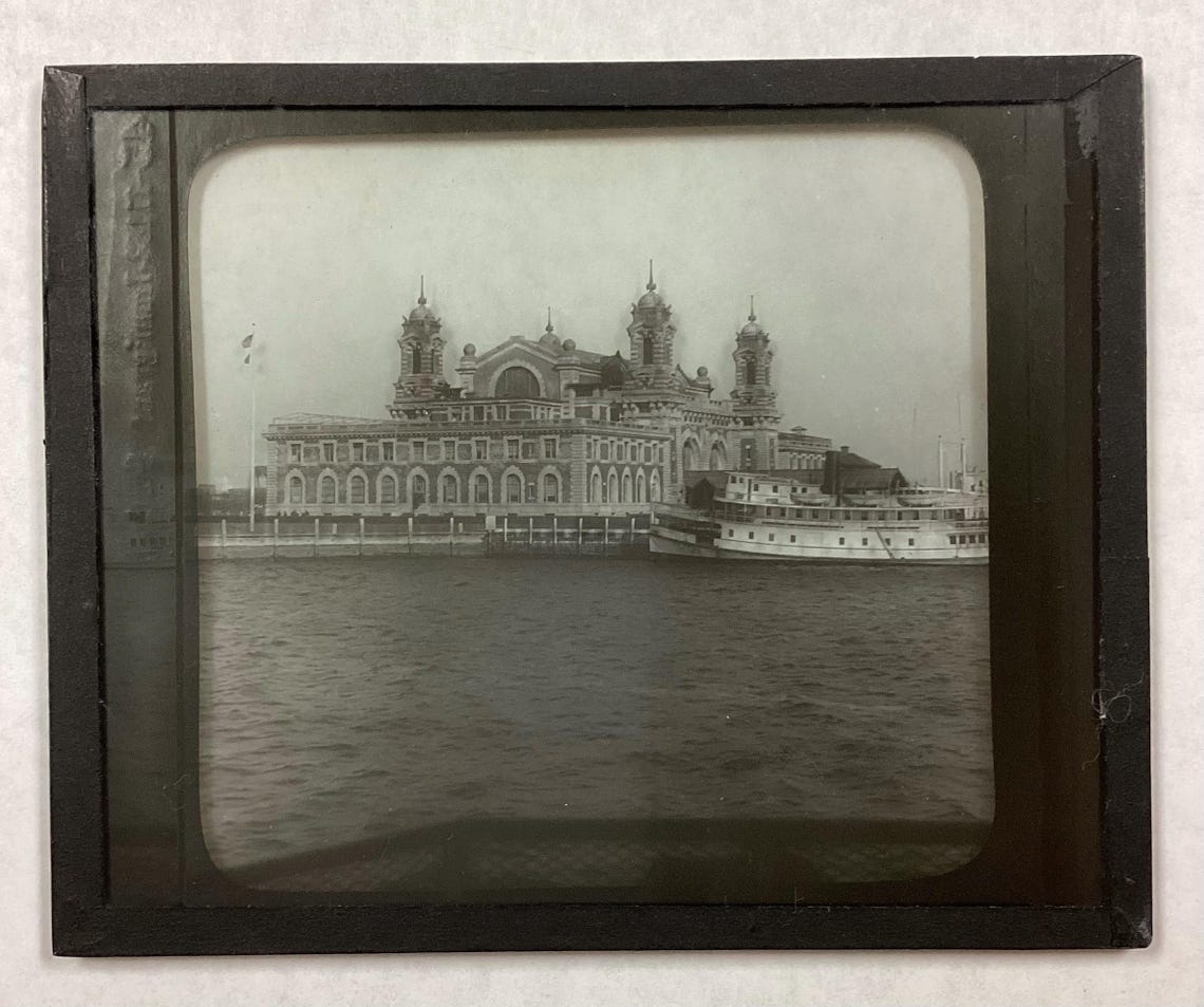 Immigrant Station Ellis Island New York, Antique Magic Lantern Glass ...