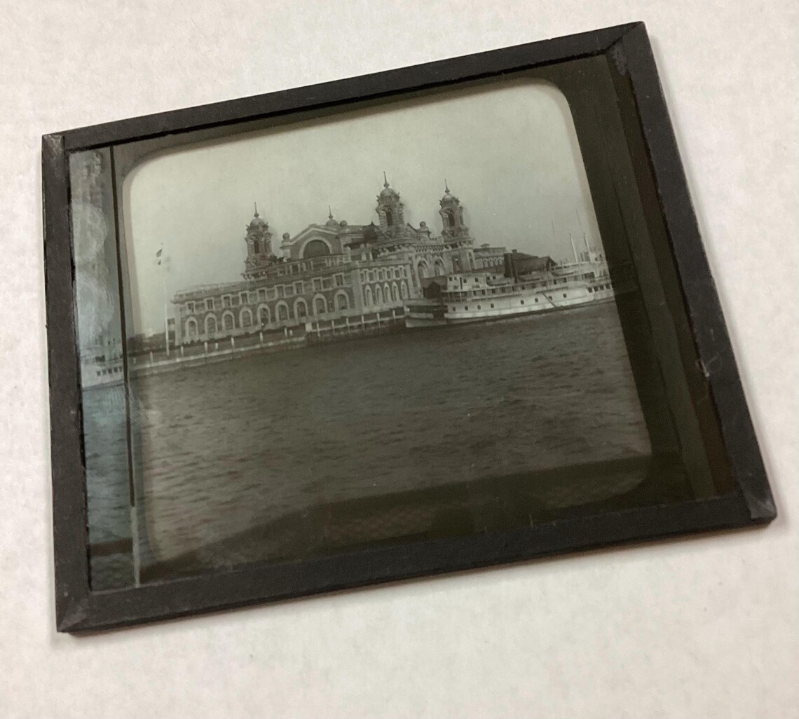 Immigrant Station Ellis Island New York, Antique Magic Lantern Glass ...