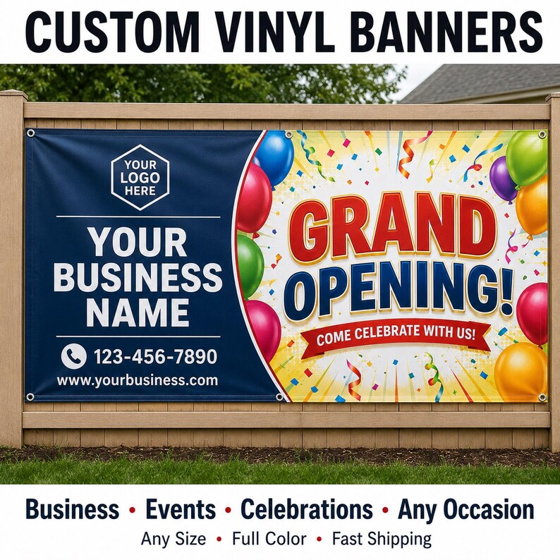 Custom Business Vinyl Banner, Full Color Outdoor Print - Etsy