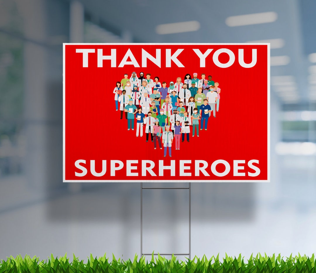 Thank You Superheros Yard Sign With Metal Stakes UV Print - Etsy