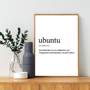 Ubuntu Definition Print, African Philosophy Art, South African Decor ...