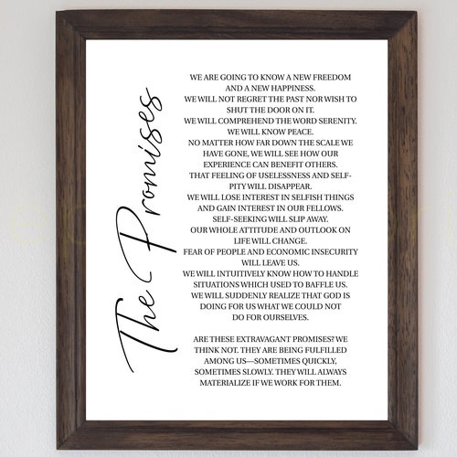 The AA Promises Addiction Recovery Wall Art Twelve Steps - Etsy