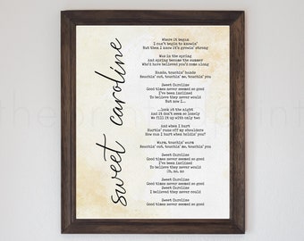 Sweet Caroline Lyrics - Etsy