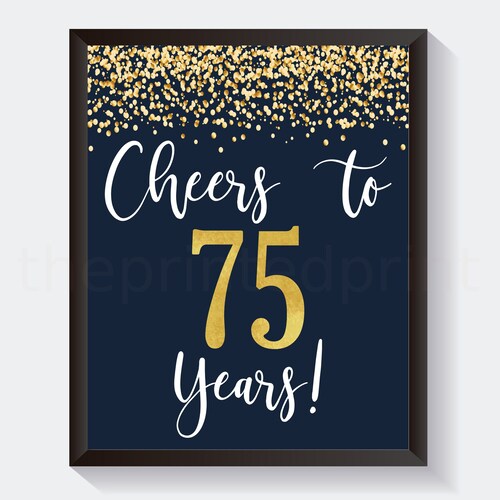 Navy and Silver Chic Printables CHEERS TO 75 YEARS Party - Etsy