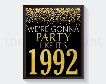 Printable Sign 1992 - Etsy