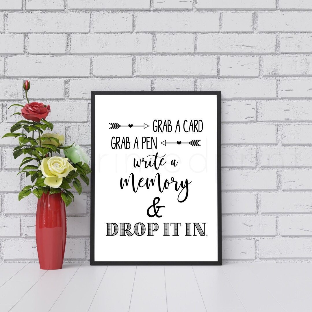 Grab a Card, Grab a Pen, Drop It In, Graduation Memory Sign, Retirement ...