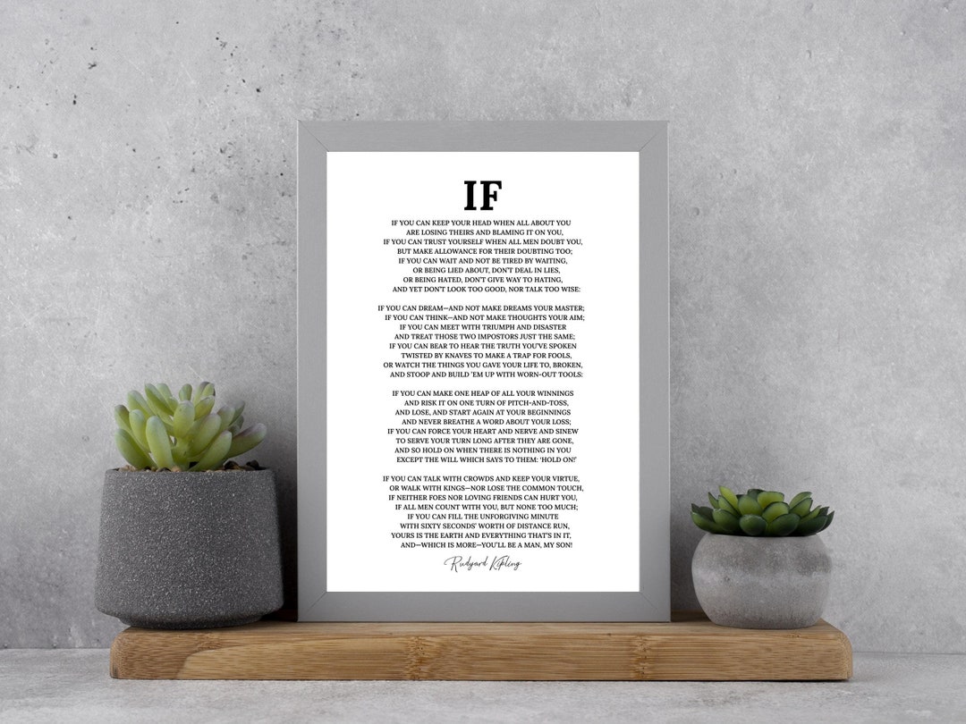 If by Kipling Poem, Typography Print, Motivational Prints, Poet Wall ...