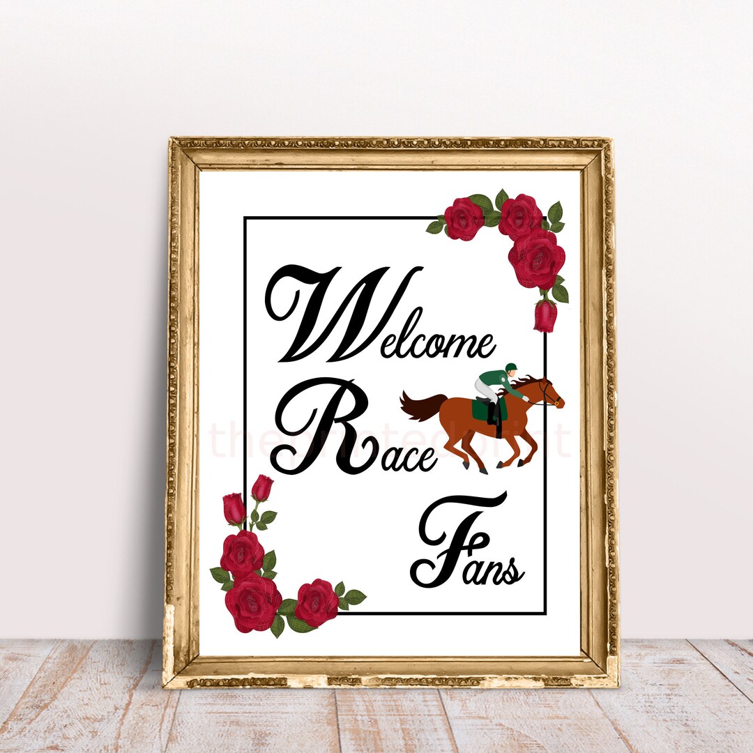 Welcome Race Fans Derby Party Sign Horse Racing Horse Race - Etsy