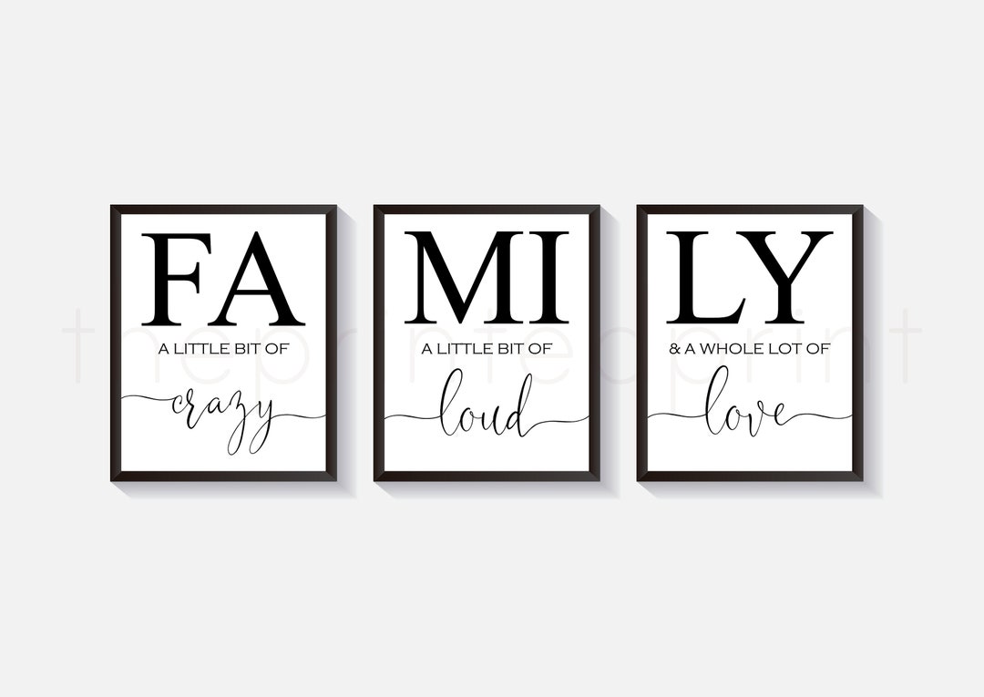 Crazy Loud Love Print Set, Family Decor Prints, Art for the Home, A ...
