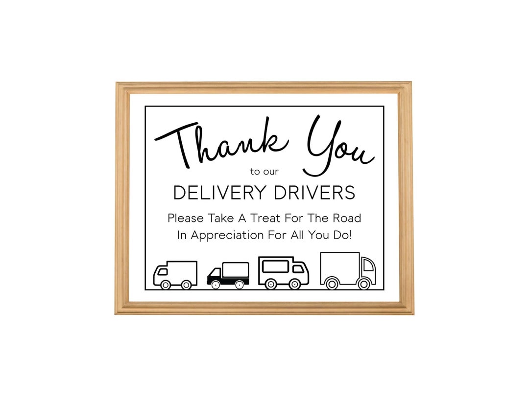 Delivery Driver Appreciation Sign: Thank You Printable (instant ...