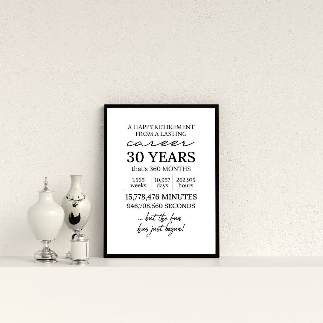 30 Year Career Retirement Sign, A Happy Retirement, Retirement Party ...