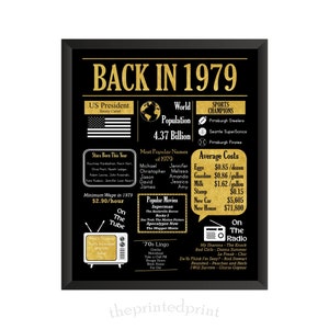 Back in 1979 Black Gold Newspaper Poster Printable, 1979 Facts, DIY ...