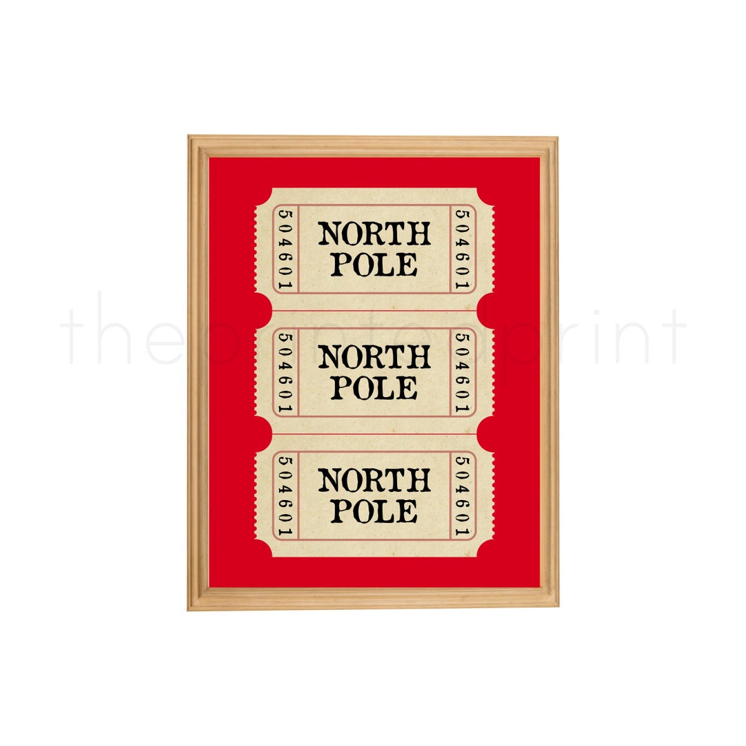 North Pole Ticket Print Red Holiday Decor Modern Christmas Decorations ...