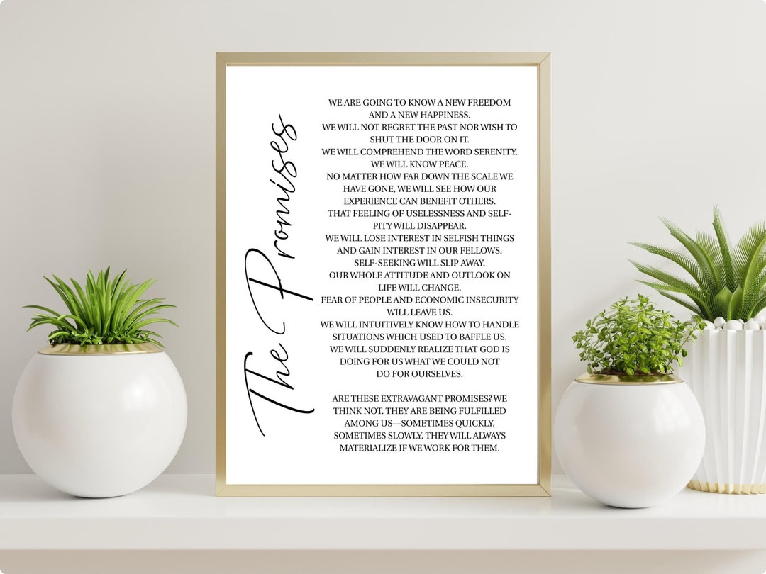 The AA Promises | Addiction Recovery Wall Art | Twelve Steps | Sobriety ...