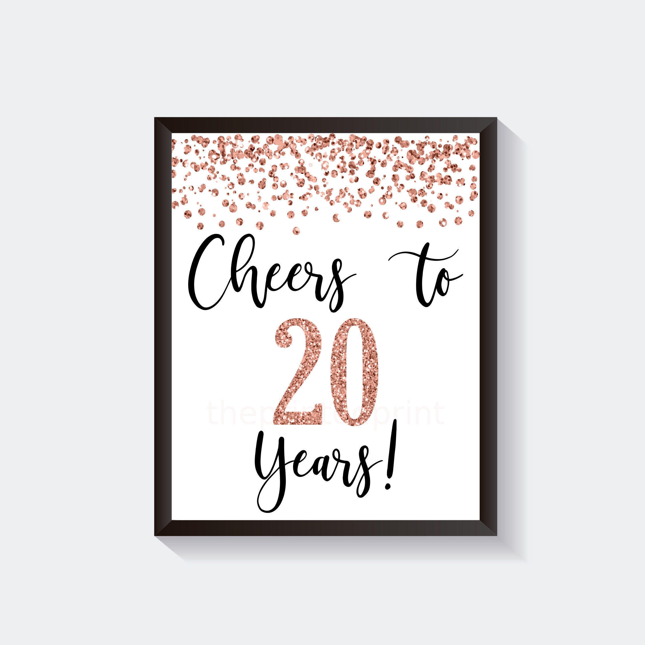 Cheers to 20 Years 8x10 11x14 20th Birthday Sign 20th | Etsy