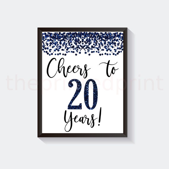 Blue Cheers to 20 Years Sign 20th Birthday Party Decor 20 - Etsy